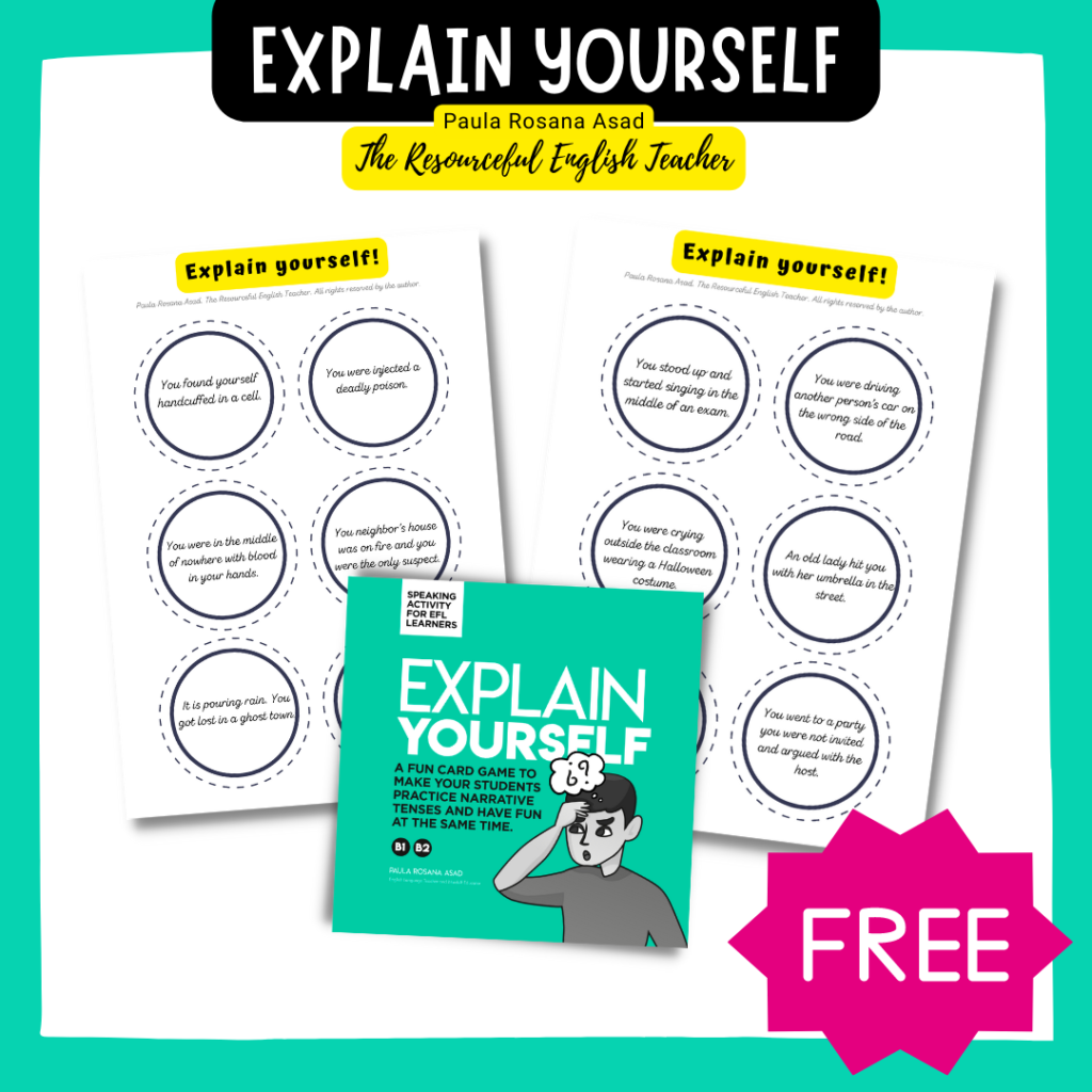 Explain Yourself No prep, Print and Go Cards! Narrative Tenses Story ...